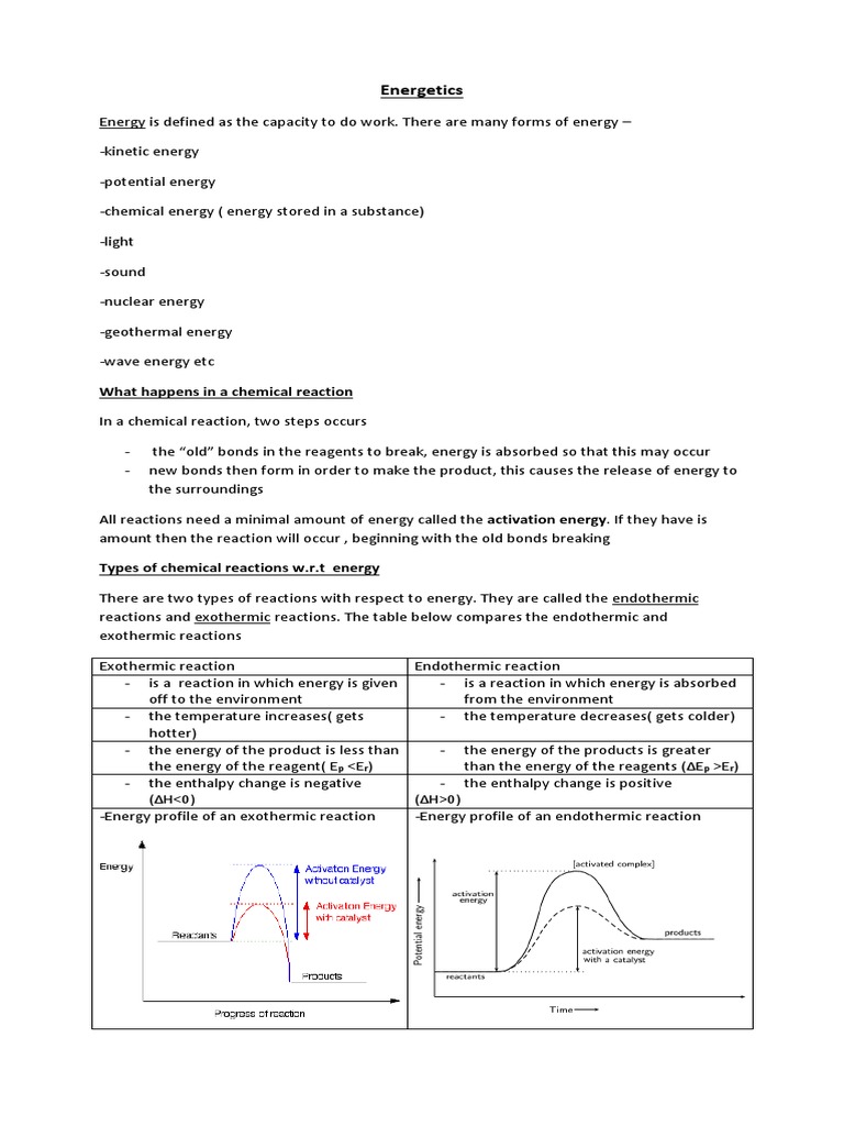 Chemistry Energetics Guide | PDF | Chemical Reactions | Solution