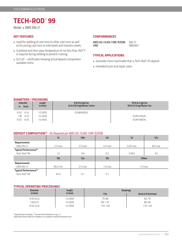 Lincoln, Tech-Rod ® 99 (c141022) | PDF | Implied Warranty | Welding