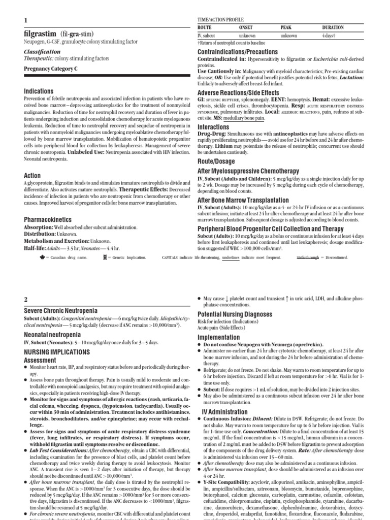 Filgastrim (GCSF) | PDF | Clinical Medicine | Drugs
