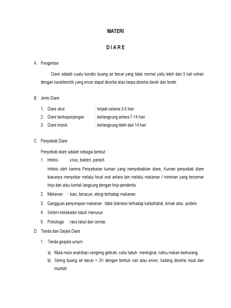 Panduan Lengkap tentang Diare dan Penanganannya | PDF