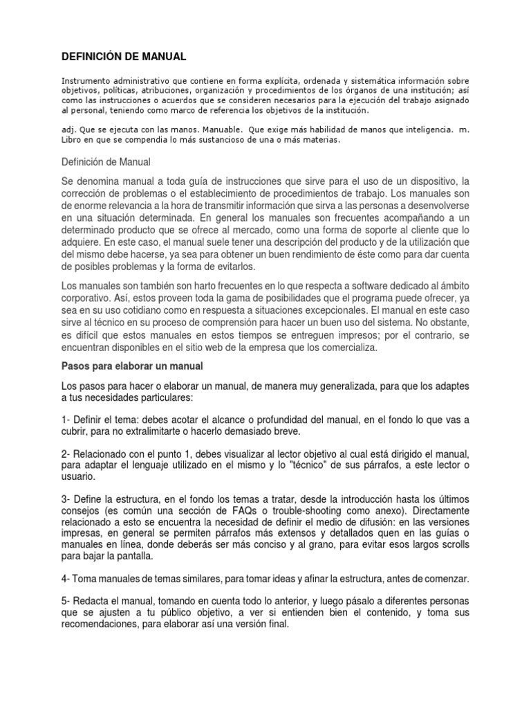 Definición y Tipos de Manuales | PDF | Gestión de recursos humanos ...