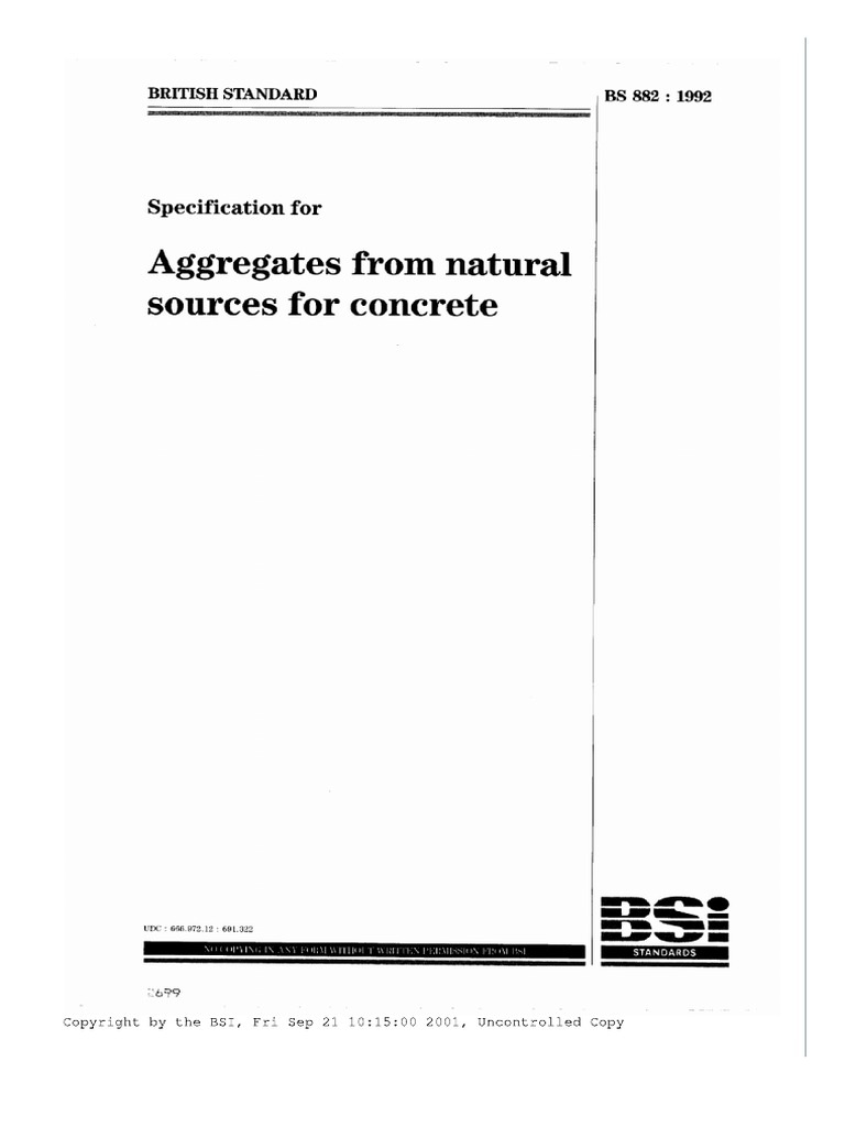 BS 882 1992 Aggregates For Concrete | PDF