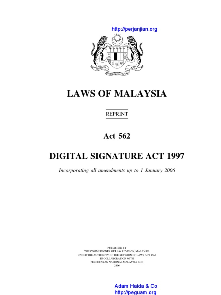 Act 562 Digital Signature Act 1997 | PDF