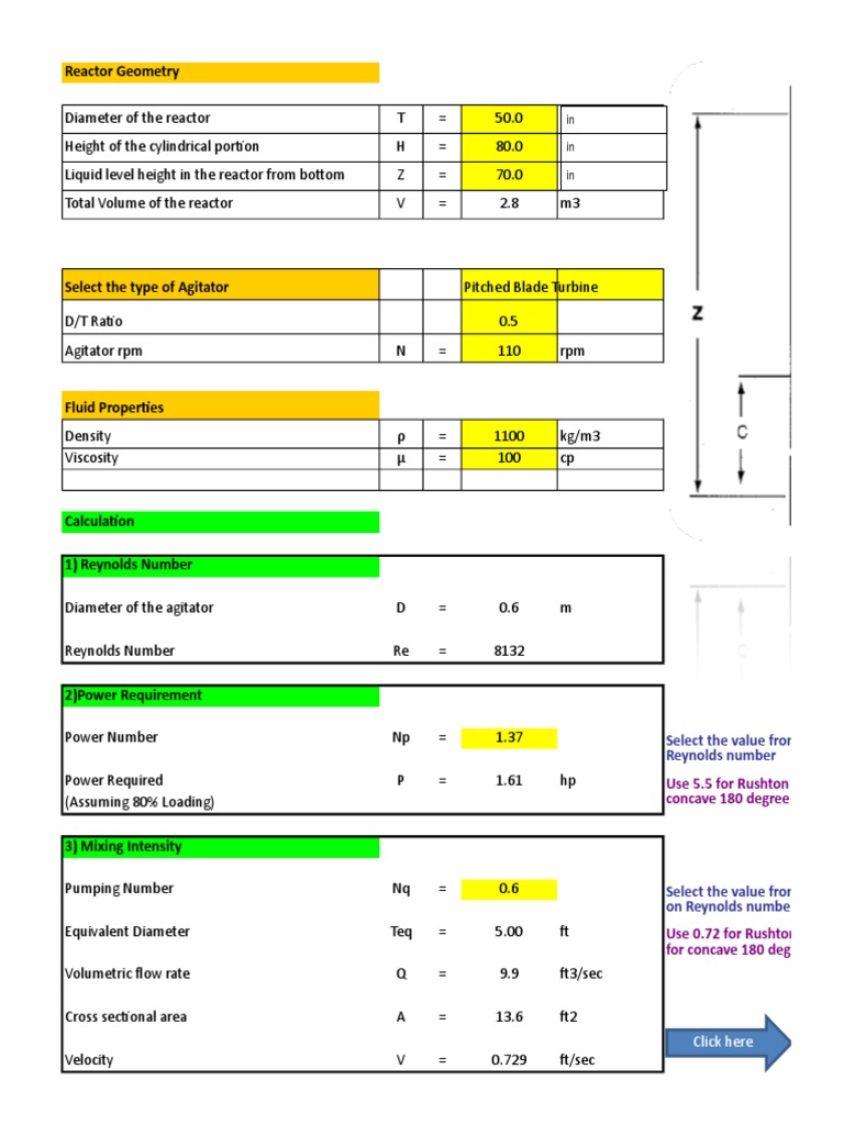 Agitator Power Requirement and Mixing Intensity Calculation | PDF ...