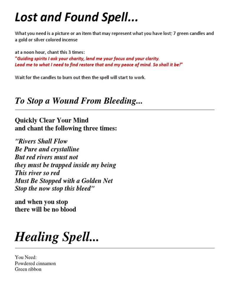 Lost and Found Spell | PDF | Light