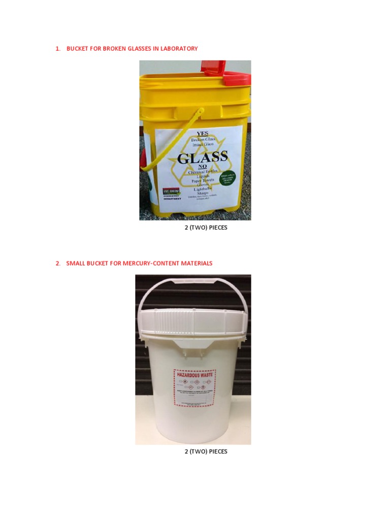 Bucket For Broken Glasses in Laboratory | PDF