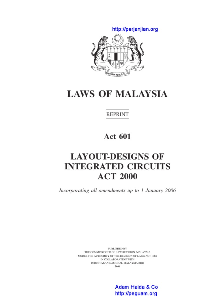 Act 601 Layout Designs of Integrated Circuits Act 2000 | PDF | Affidavit | License