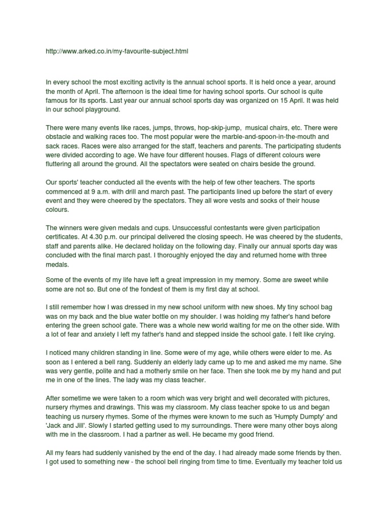 Bi Essay Year 3 | PDF | Sports