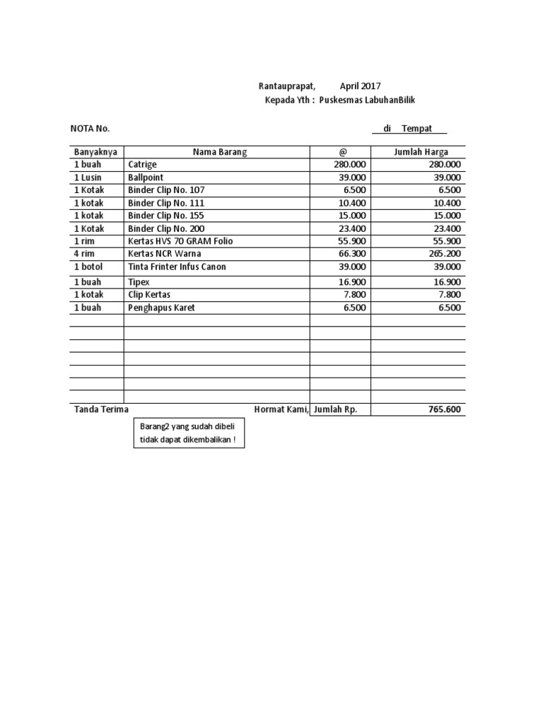 Bon Faktur ATK April LB Print1 | PDF