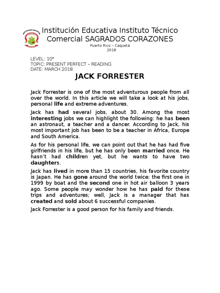 Jack Forrester - READING | PDF