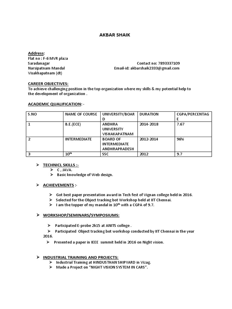 Akbar Shaik: Address | PDF