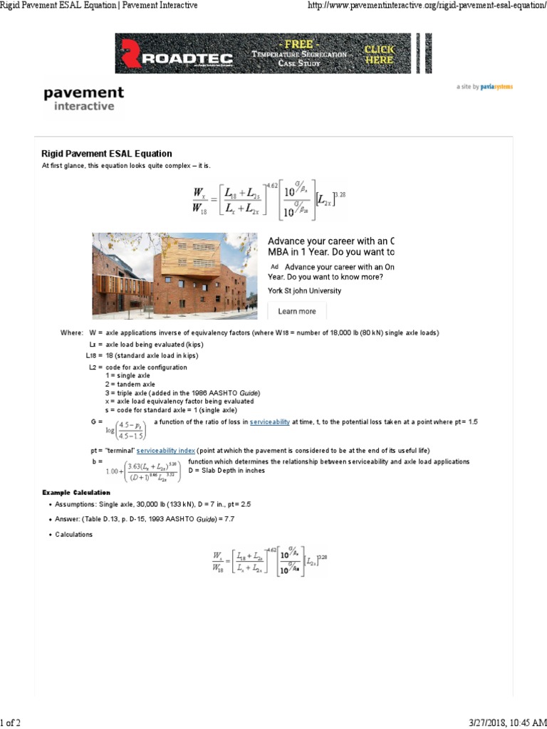 Rigid Pavement ESAL Equation | Download Free PDF | Teaching Mathematics ...