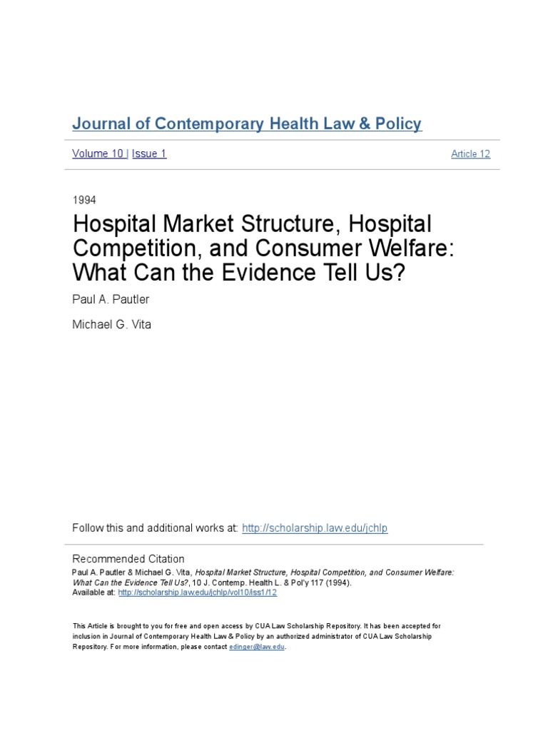 Hospital Market Structure Hospital Competition and Consumer | PDF ...