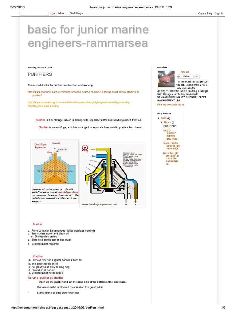 Purifier Basics - Basic For Junior Marine Engineers-Rammarsea ...