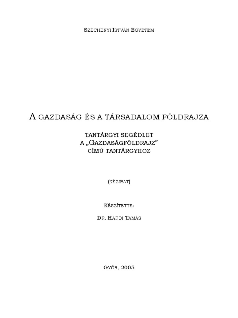 A Gazdasag Es A Tarsadalom Foldrajza | PDF