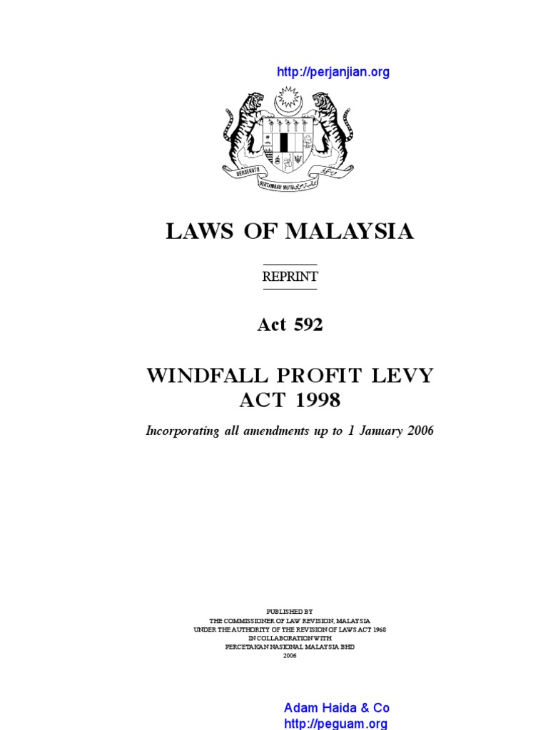Act 592 Windfall Profit Levy Act 1998 | PDF | Fine (Penalty) | Crime ...