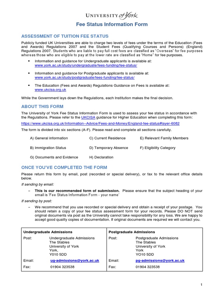 Fee Status Form | PDF | Passport | Government And Personhood
