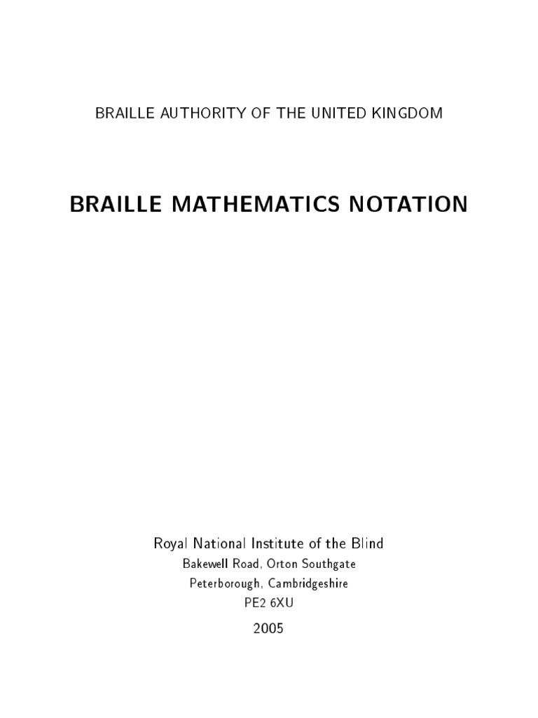 Braille Mathematics Notation Guide | PDF | Fraction (Mathematics ...