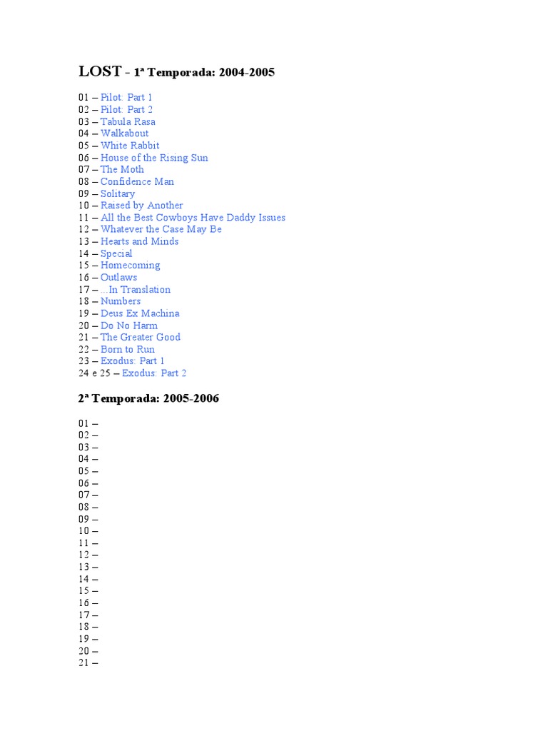 Lost | PDF | Television Series Created | Television Episodes