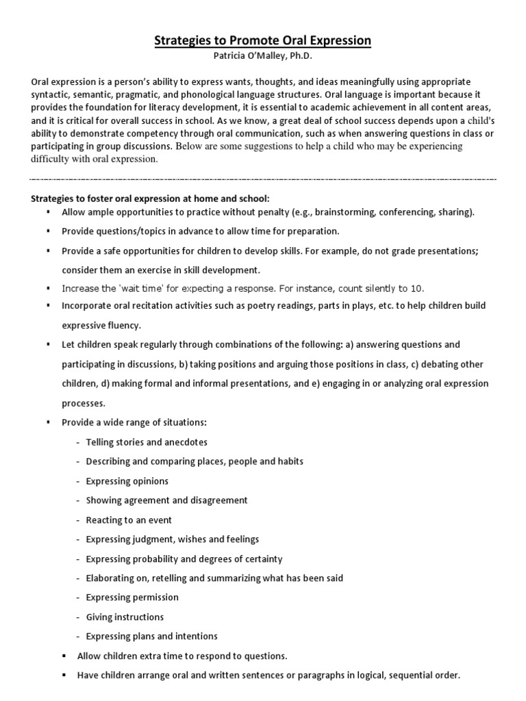 Enhancing Oral Expression Skills | PDF | Communication | Learning