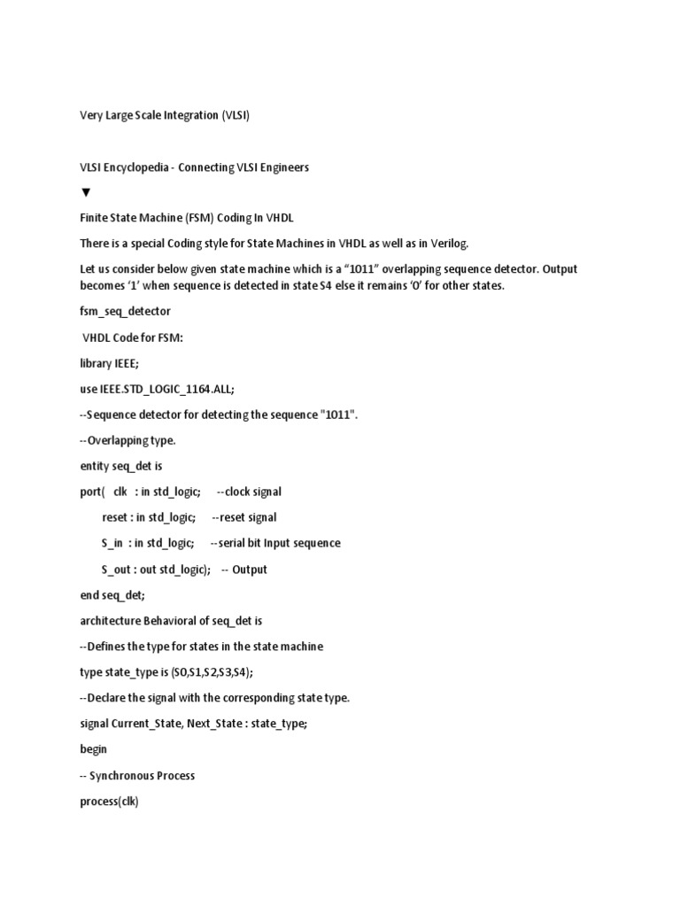 Moore 1011 Overlapping Sequence Pdf Vhdl Software Engineering