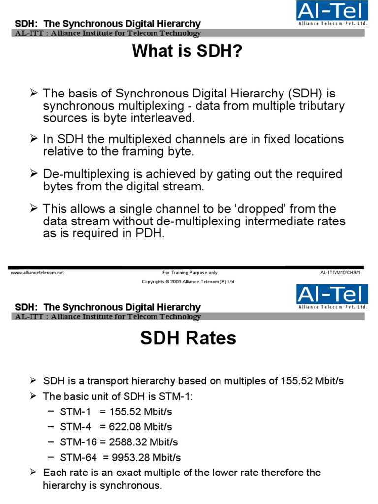 What Is SDH?: SDH: The Synchronous Digital Hierarchy | PDF | Communication | Communications ...