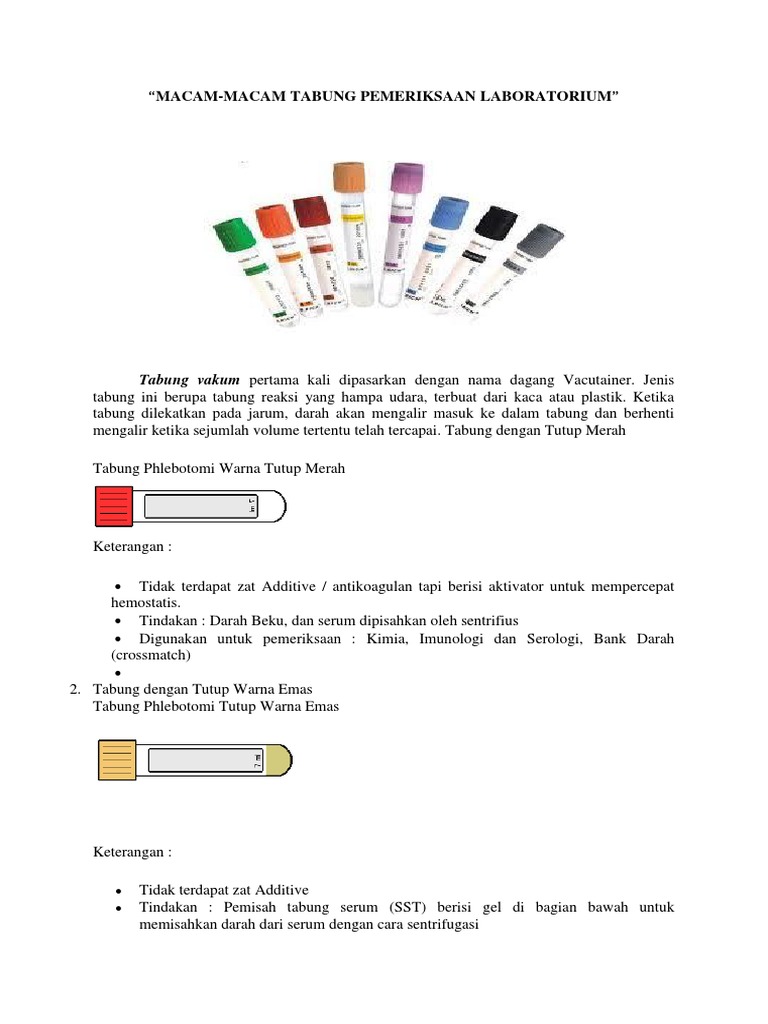 Macam2 Tabung Reaksi | PDF | Kesehatan Holistik | Sains & Matematika