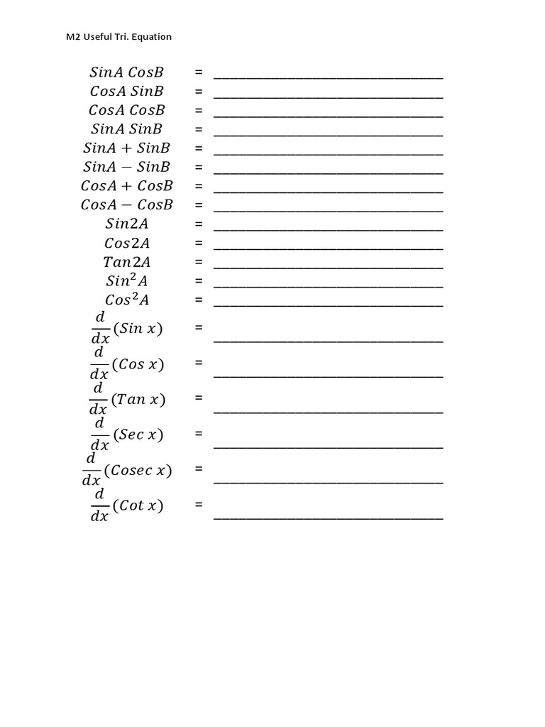 M2 Triangle Formula Sheet | PDF | Teaching Methods & Materials ...