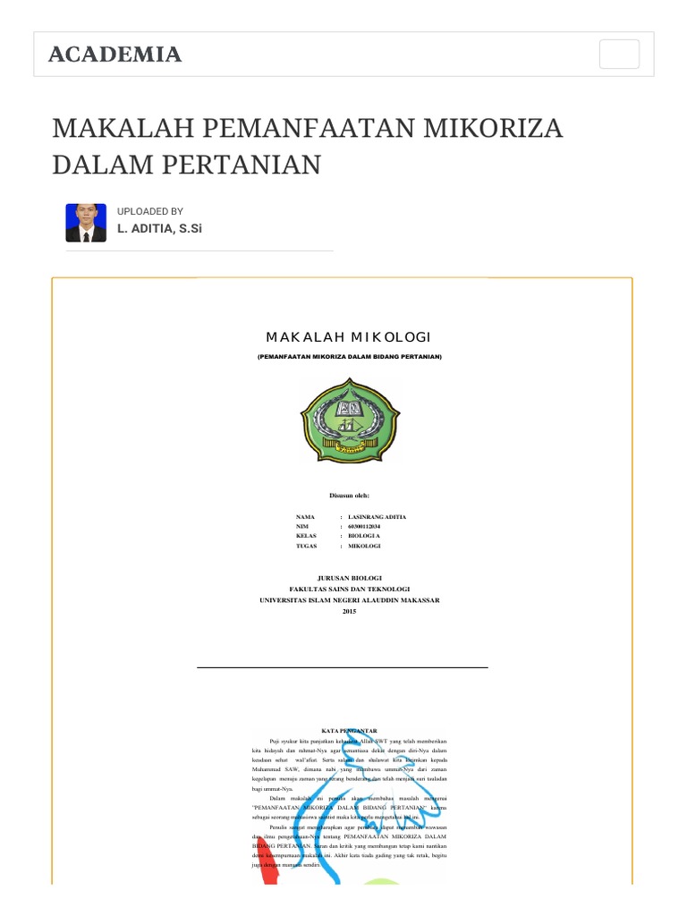 Makalah Pemanfaatan Mikoriza Dalam Pertanian - Lasinrang Aditia, S.si ...