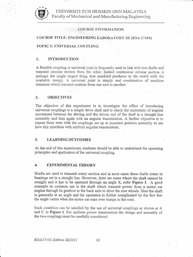Universal Coupling Lab Static Dynamic PDF | PDF | Rotation Around A ...