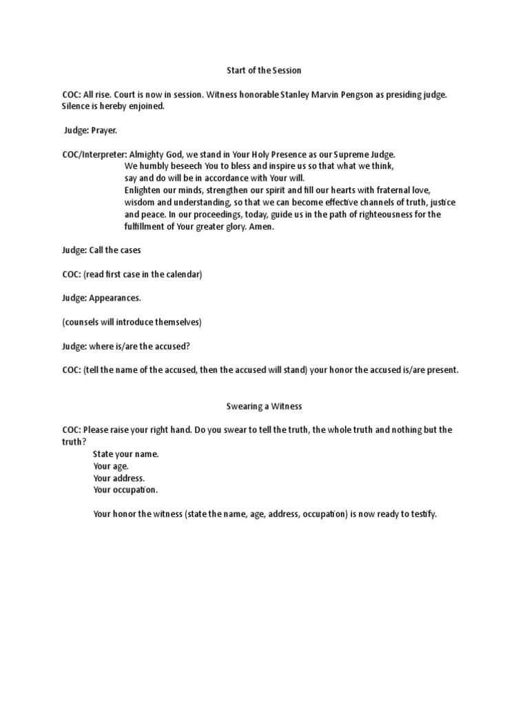 Clerk of Court Script | PDF | Religion & Spirituality