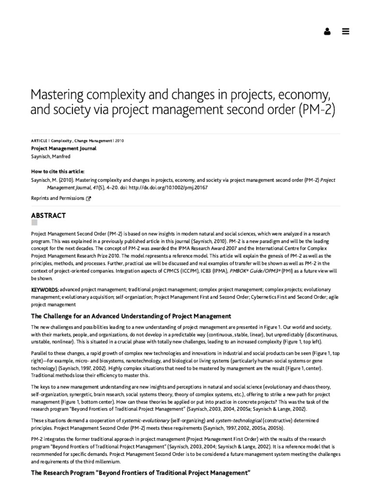 Mastering Complexity - Changes in Modern Projects - Second Order | PDF