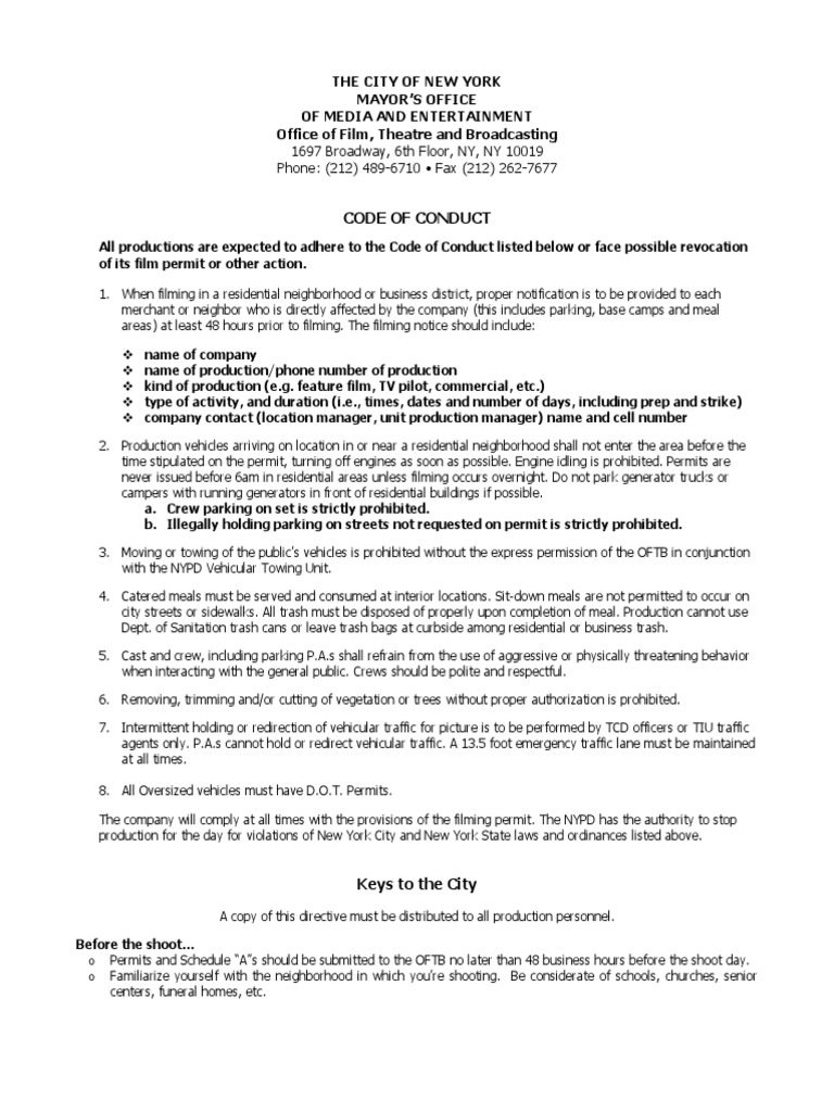 MOFTB Keys To City / Code of Conduct | Download Free PDF | Traffic ...