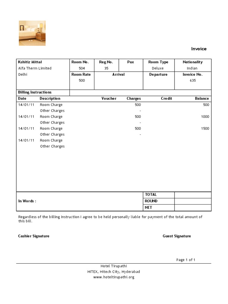 Invoice: Kshitiz Mittal Room No. Reg No. Pax Room Type Nationality | PDF