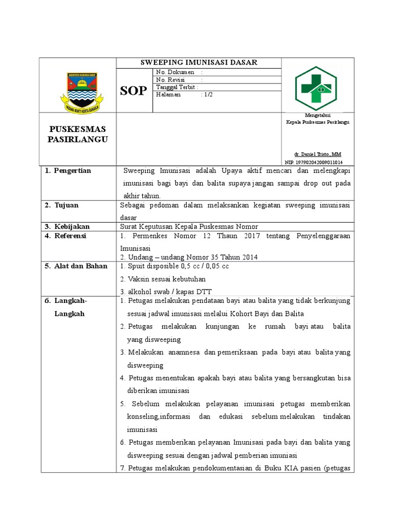 Sop Sweeping Imunisasi Dasar | PDF