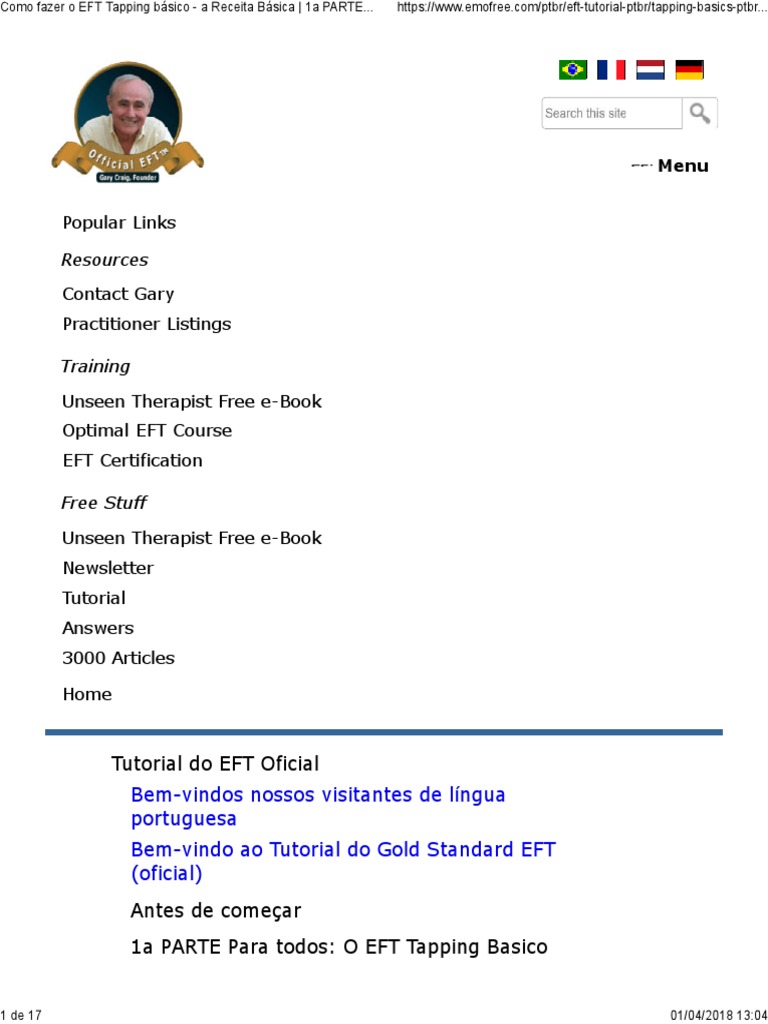 Como Fazer o EFT Tapping Básico - A Receita Básica - 1a PARTE para ...