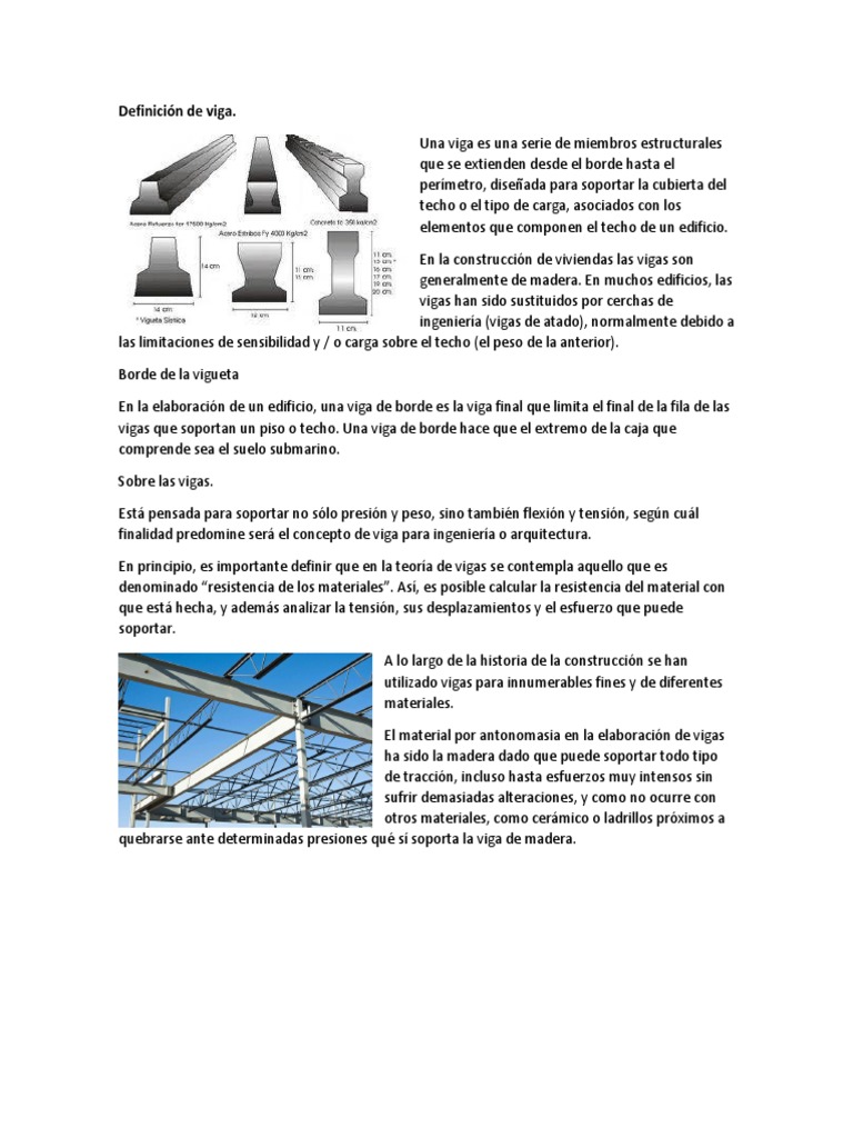 Definición y tipos de vigas | PDF | Doblar | Ingeniería mecánica