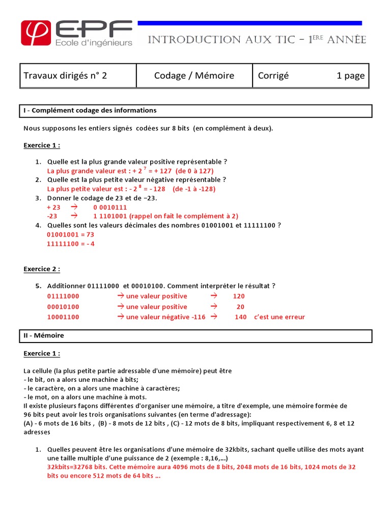 TD2 Corrige | PDF | Codage des caractères | Bit
