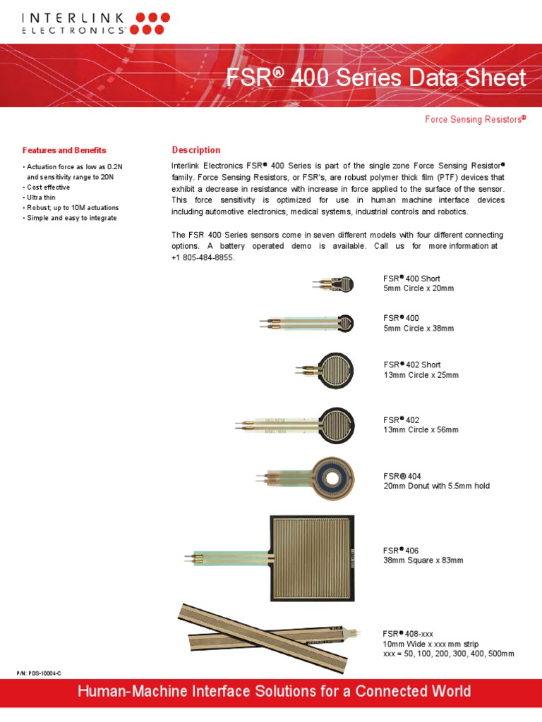 Datasheet FSR | PDF | Electrical Resistance And Conductance | Resistor