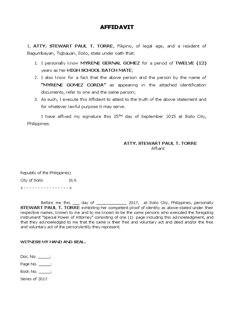Affidavit: Identity Confirmation | PDF | Social Science