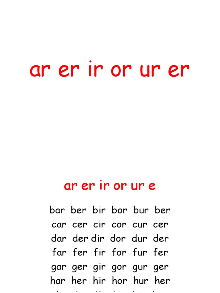 Ar Er Ir or Ur Er | PDF