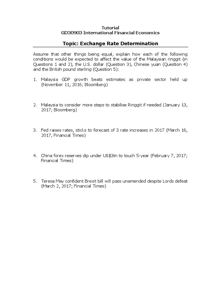 Topic 6 Tutorial - 20 March Exchange Rate Determination | PDF