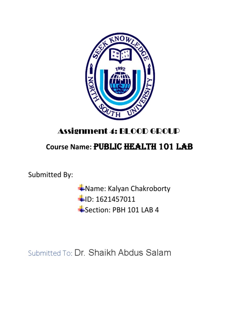 Assignment 4: BLOOD GROUP: Public Health 101 Lab | PDF | Blood Type ...