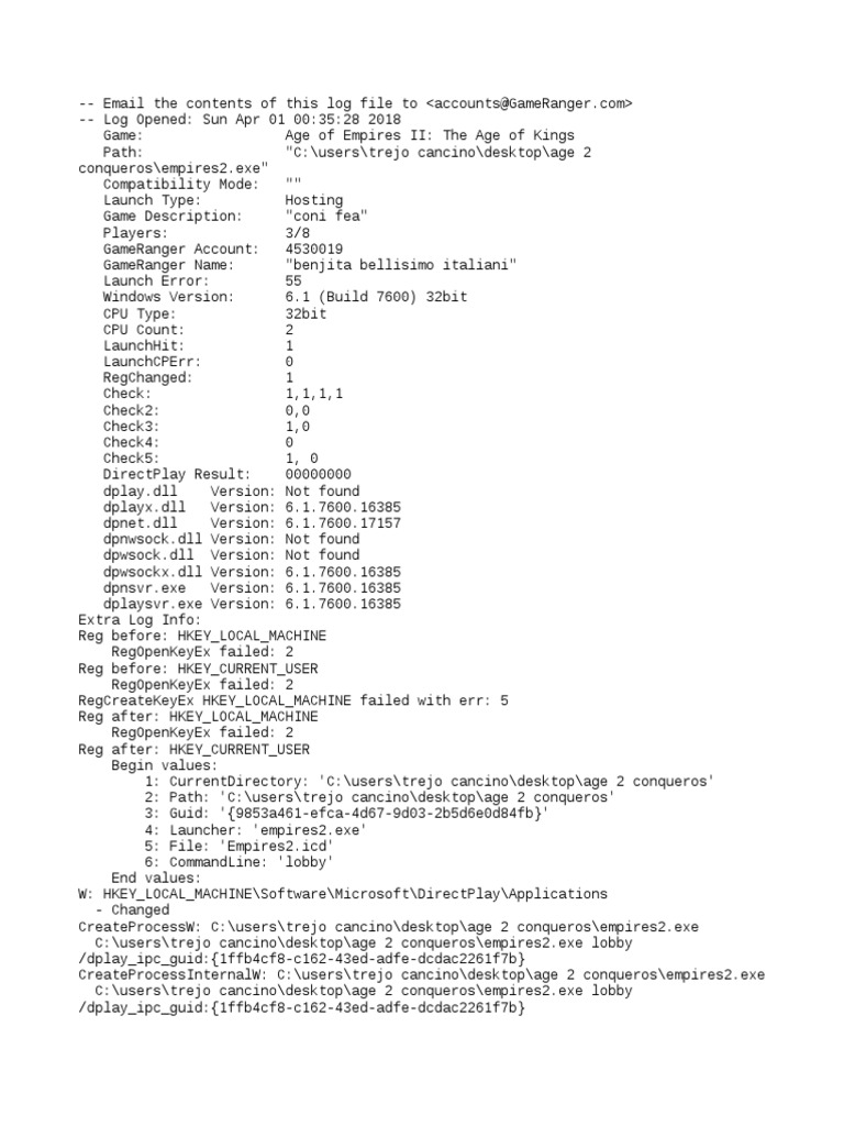 GameRanger Launch Log | Download Free PDF | Desktop Environment | Command Line Interface