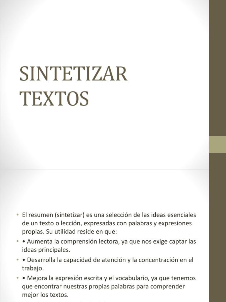 sintetizar | Comprensión lectora