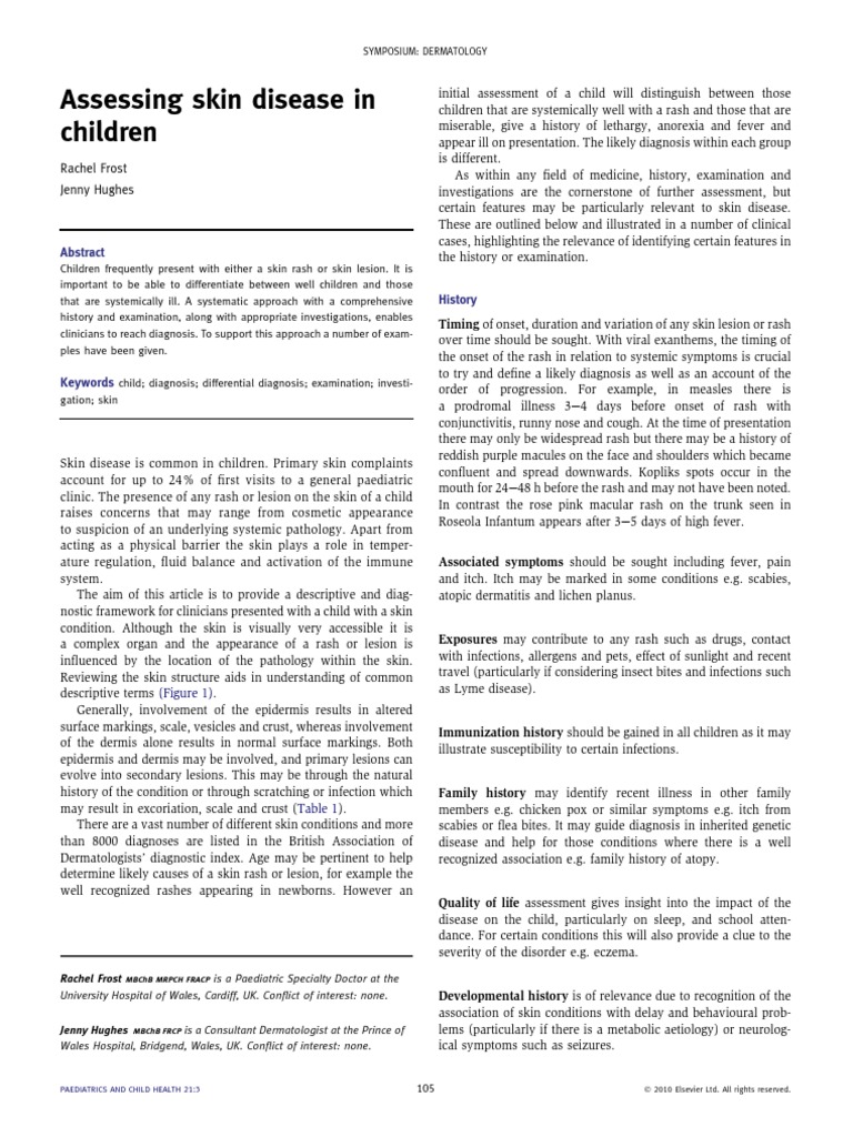Assessing Skin Disease in Children | PDF | Cutaneous Conditions ...