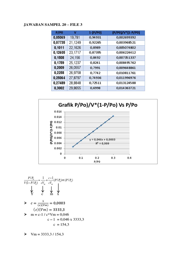 Grafik P/Po) /V (1-P/Po) Vs P/Po: Jawaban Sampel 20 - File 3 | PDF