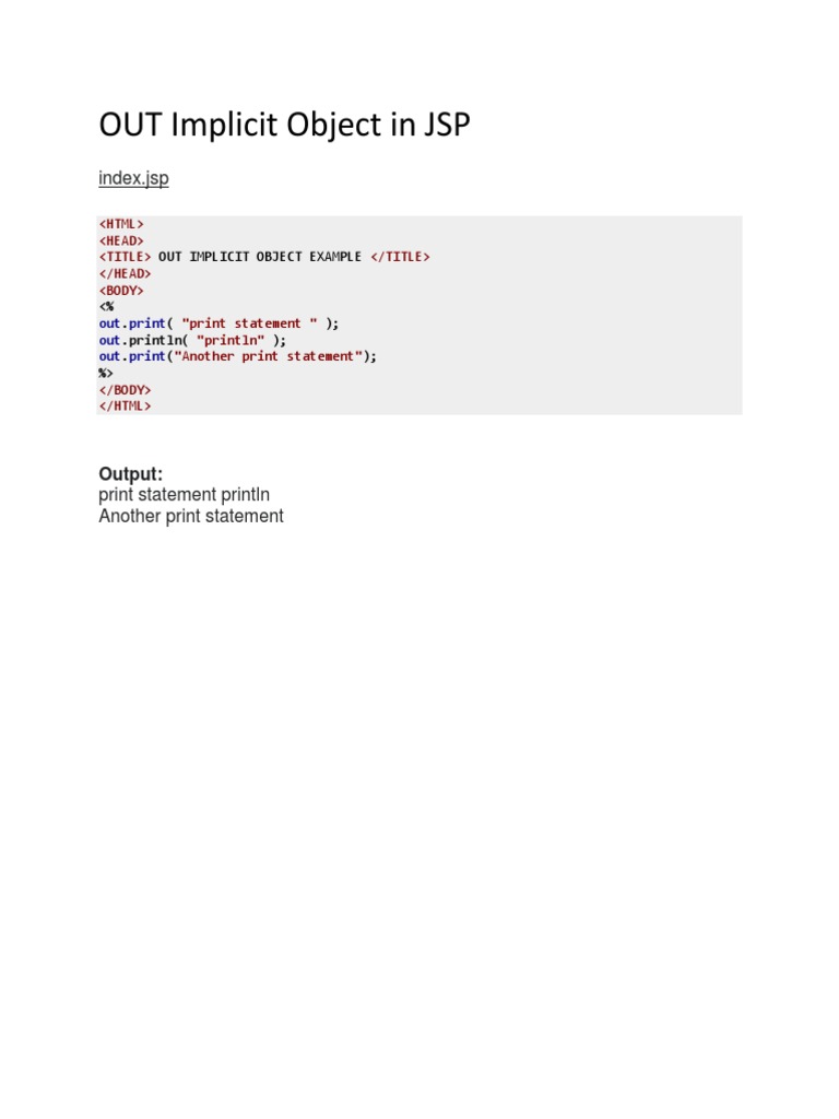 OUT Implicit Object in JSP | PDF | Java Server Pages | Login