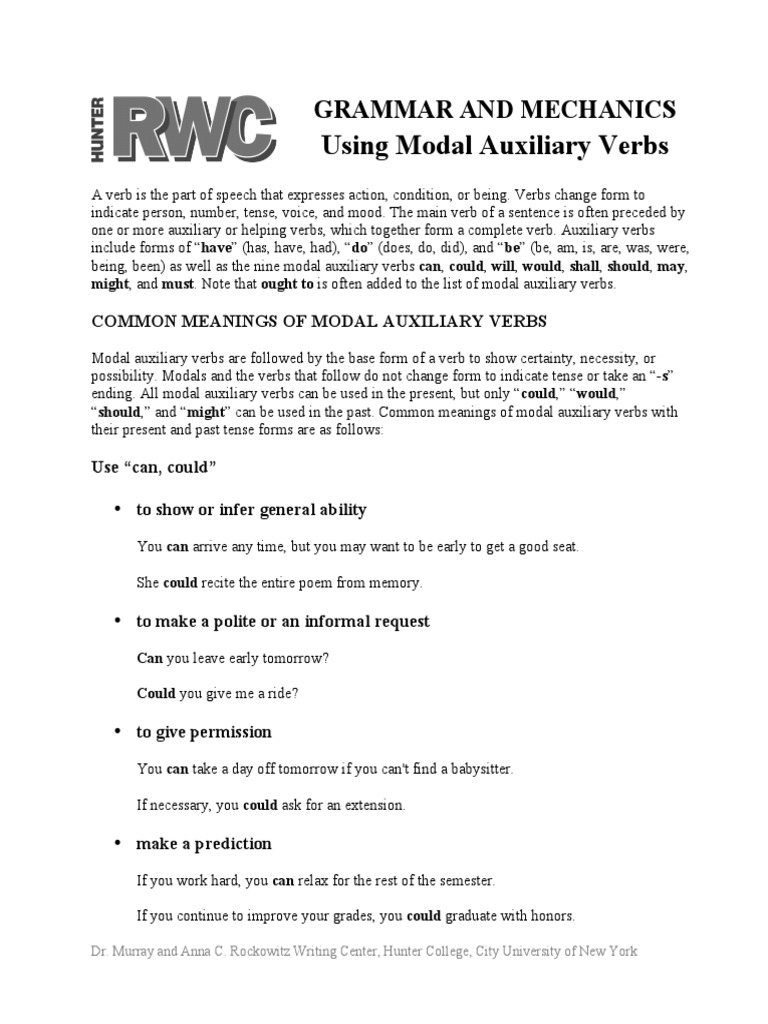 Using Modal Auxiliary Verbs | Download Free PDF | Verb | Semantics