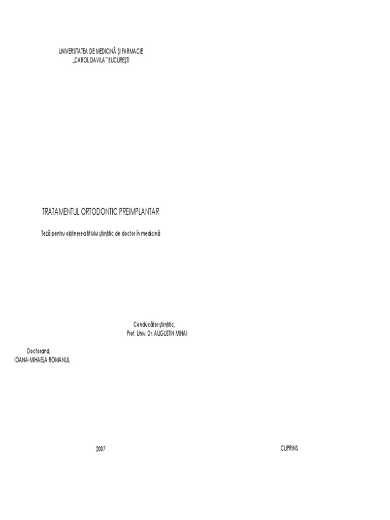 Teza Doctorat Stoma Orto PDF | PDF